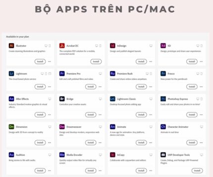 Nâng cấp Adobe All Apps giá rẻ, chính chủ (1-12 tháng)