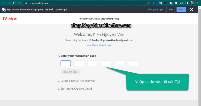 Cách kích hoạt Adobe Creative Cloud All Apps bằng Redeem code