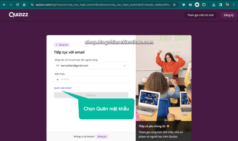 Cách đặt mật khẩu cho tài khoản Quizizz (2026)