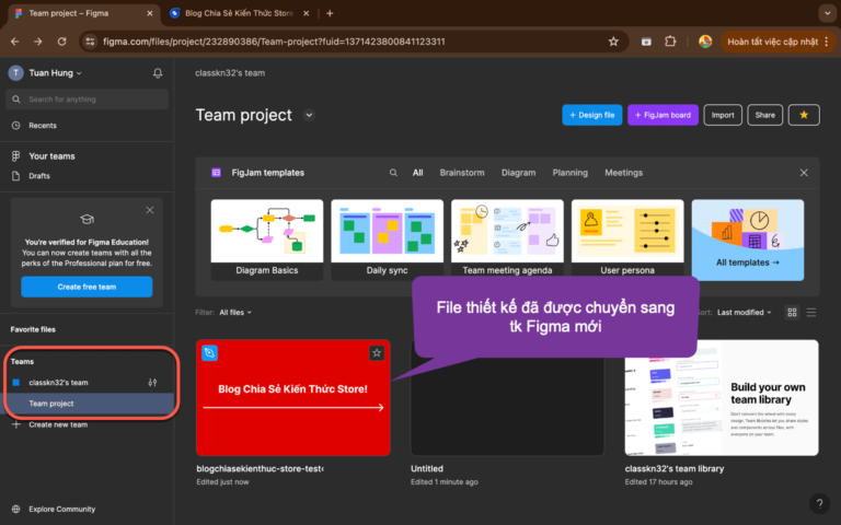 Hướng dẫn chuyển file thiết kế giữa các tài khoản Figma